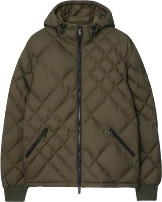 Burberry Homme, Vestes, Vert, Taille: M Doudoune Check-stitch Nylon Doversgreen