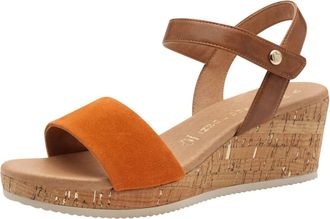 Marco Tozzi Damen Sandalen mit Keilabsatz mit Lederanteil Sommer, Mehrfarbig (Mango Comb), 40 EU