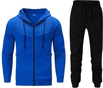 Generic Surv&ecirc;tement de sport pour homme - Automne et hiver - Ensemble haut et pantalon de sport - Pour la marche, la course &agrave; pied, la randonn&eacute;e, bleu, 3XL