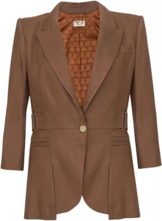 Elisabetta Franchi Femme, Vestes, Brun, Taille: 48 FR Blazer structur&eacute; &agrave; simple boutonnage