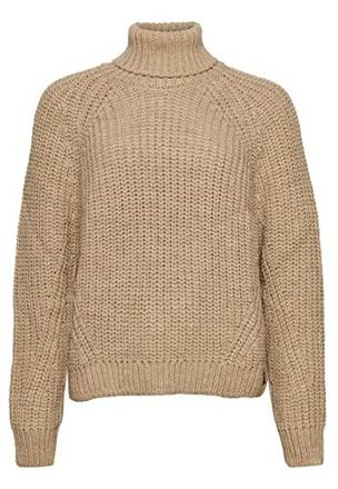 Superdry Pull d&eacute;contract&eacute; en tricot avec col roul&eacute; et coutures d&eacute;coratives pour femme, Beige chin&eacute;, M