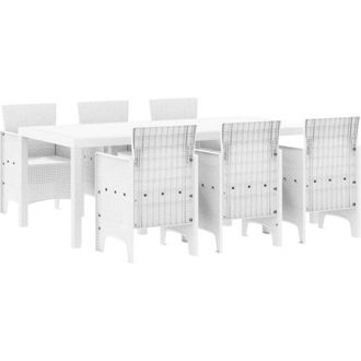vidaXL Garten Essgruppe 7 pcs Wei&szlig; Polt Rattan Vidaxl