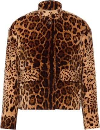 Max Mara Veste boxy imprim&eacute; animalier en velours - Femme - Vestes - Brun - Taille: 42 FR