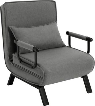 Woltu Fauteuil Lit 1 Place Convertible, Canap&eacute; Lit Convertible 3 en 1, avec Dossier R&eacute;glable en 5 Positions, Fauteuil Salon, Oreiller Amovible, Si&egrave;ge Rembou