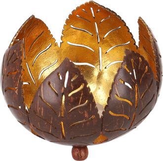 Guru Shop Exotisches Kokosnuss Teelicht - Modell 2, 10x14x14 cm