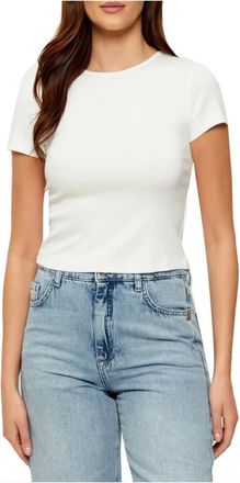 Patrizia Pepe Femme, Tops, Blanc, Taille: 36 FR T-Shirt c&ocirc;tel&eacute; avec logo brod&eacute;