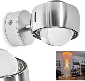 HOFSTEIN Wandleuchte Sapri, moderner Wandstrahler aus Metall/Glas in Silber/Klar, G9, ohne Leuchtmittel, Wandspot mit seitlichen Schlitzen u. Lichteffekt, Up&D