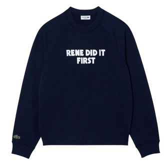 Lacoste Rene Did It First Rundhalsausschnitt Sweatshirt f&uuml;r Herren leger (Marine)