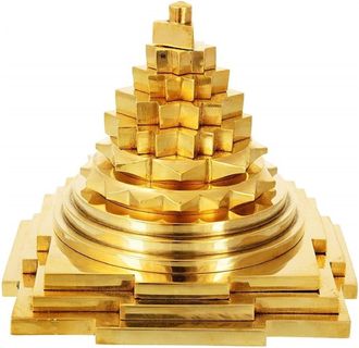 Generic RSGM Meru Prustha Shree Yantra für Reichtum, Wohlstand, Glück, Erfolg, goldfarben, Metall, Messing, 7,6 x 7,6 cm