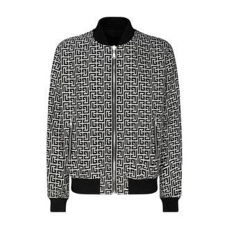 Balmain Wendbare Monogramm Bomberjacke Schwarz Wei&szlig; - - Jackets - Herren - Schwarzk - L