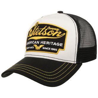 Stetson American Heritage Trucker Cap Herren Snapback mit Netzeinsatz Meshcap Sommer Winter Baseball schwarz One Size