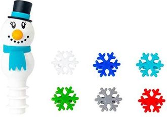 Vigar Vigar - Weinflaschenverschluss und 6 Gläsermarkierungen - Modell Snowman - 8 x 3,5 x 10,5 cm - Set für Weinliebhaber - Weiß, Grau, Blau, Rot und Grün