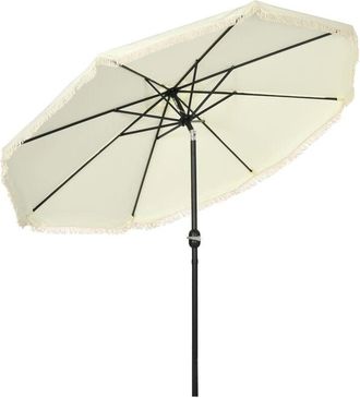 OUTSUNNY Parasol octogonal inclinable &Oslash; 2,68 x 2,32H m m&acirc;t acier noir polyester haute densit&eacute; 180 g/m&sup2; cr&egrave;me