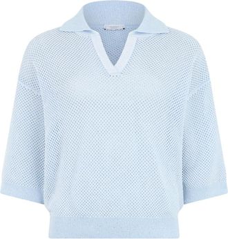 PESERICO Femme, Tops, Bleu, Taille: 42 FR Pull Polo en Coton