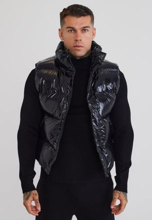 Siksilk Herren Schwarz Hochglanz Weste XXL