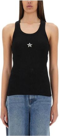 Stella McCartney Femme, Tops, Noir, Taille: 42 FR Crystal Star Racerback Tank Top