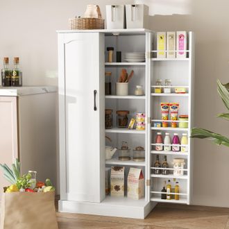 Giantex K&uuml;chenschrank mit 2 T&uuml;ren, Buffetschrank mit 16 verstellbaren Regalen & Kippschutz, Vorratsschrank f&uuml;r Esszimmer, Wohnzimmer, 60 x 40 x 120 cm (Wei&szlig;)