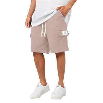 Generico Short pour homme en coton Pantalon cargo ample type sweat Pantalon de Jogging Largeur jusquaux genoux Pantalon de travail d&eacute;t&eacute; Bermuda avec taille &eacute;la