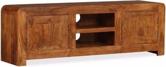 vidaXL Vidaxl - Meuble TV en bois dacacia massif finition miel 120 x 30 x 40 cm - 2 placards et 2 &eacute;tag&egrave;res - Aucun assemblage requis
