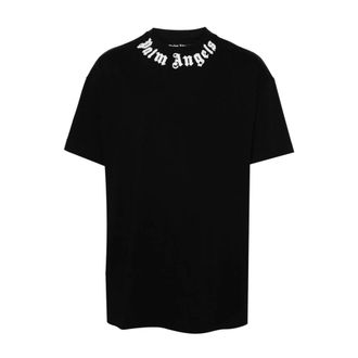 Palm Angels Schwarzes Logo T-Shirt Aw24 - - Tops - Herren - Schwarzk - XL