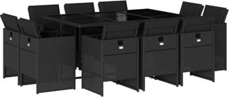 vidaXL Vidaxl - Ensemble &agrave; manger de jardin 11 pcs coussins noir r&eacute;sine tress&eacute;e