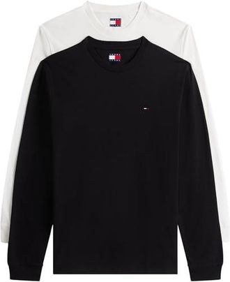 Tommy Jeans TJM Slim 2Pack L/S Ext Dm0Dm22148 T-Shirt, Multi (Ecru/Black), L Homme