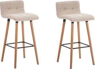 Clp Lot de 2 Tabourets de Bar Lincoln V2 Rembourr&eacute; Rev&ecirc;tement Tissu I Chaise de Bar Dossier et Repose-pied Confortable I, Couleur:cr&egrave;me, Couleur du cadre: