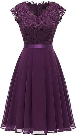 Dressystar Robe de cocktail pour femme - Longueur genou - &Eacute;l&eacute;gante - Pour mariage, Raisin, XL