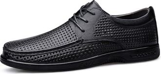 Generic Chaussures Oxford classiques &agrave; lacets en cuir v&eacute;ritable pour homme, Noir creux., 41 1/3 EU