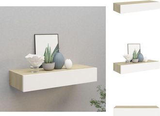 vidaXL Vidaxl - Wandregal mit Schublade Eichen-Optik und Wei&szlig; 60x23,5x10 cm mdf - Wandregal - Regal Mit Schublade - Eichenschubladenregal - Modernes