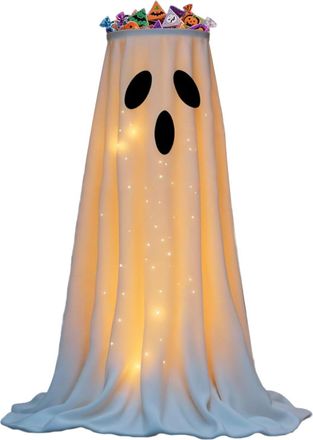 Generic Geister-Süßigkeiten-Scheibe - 80 cm Halloween Light Up Bowl, Außenfigur, Innenstatue | spooky Deko Süßigkeitenhalter Ornament für die Tür der Gartenkü