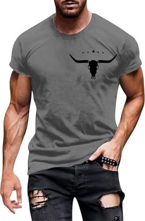Generic T-shirts surdimensionn&eacute;s pour hommes, col rond, t-shirt oversize t-shirt ample haut long homme, v&ecirc;tements &agrave; th&egrave;me d&eacute;contract&eacute;s hauts basiques t-shirt 