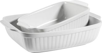 Mäser 931982 Kitchen Time Auflaufformen rechteckig im 2er Set, eckige Ofenformen, ideal auch für Lasagne, kratz- und schnittfest, Keramik, 33x24x8 cm / 25,5