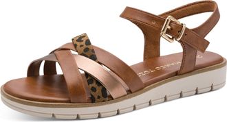 Marco Tozzi Damen Sandalen flach mit Schlie&szlig;e Sommer, Braun (Cognac Comb), 37 EU