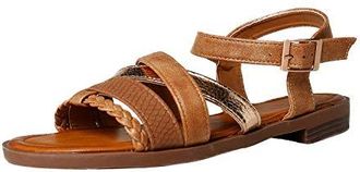 Fitters Footwear Dames Sandale Lara Similicuir Sandale à Boucles et lanières nattées (42 EU, Brandy)