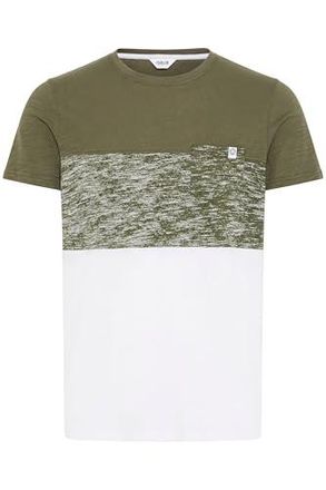 Solid SDSinor Homme T-Shirt &agrave; Manches Courtes Shirt &agrave; Rayures Col Rond Poche Poitrine 100% Coton Regular Fit, Taille:2XL, Couleur:Ivy Green (3797)