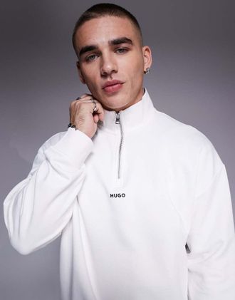 HUGO BOSS HUGO Red - Durty - Sweat &agrave; col zipp&eacute; - Taupe-Rouge