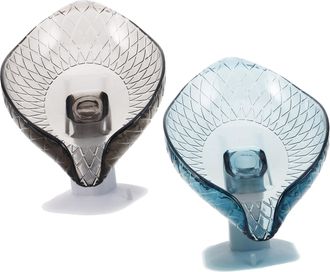 Cabilock 2stücke Saugnapf Seifenhalter Blattform Selbstablaufend Transparent Schwarzgrau Ohne Bohren Für Dusche Bad Küche Badezimmer Organizer