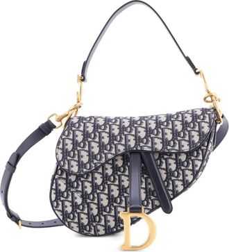 Dior Mittelgro&szlig;e Strap Oblique Schultertasche aus Canvas - Blau