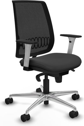 Piqueras y Crespo Stuhl aus grauem Netzgewebe mit wei&szlig;en und schwarzen Armlehnen, h&ouml;henverstellbare Lendenwirbelst&uuml;tze, ausgestattet mit 5 Positionen und injiziertem Sc