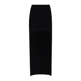 Courr&egrave;ges Femme, Jupes, Noir, Taille: 36 FR Circle Edged Long Knit Skirt