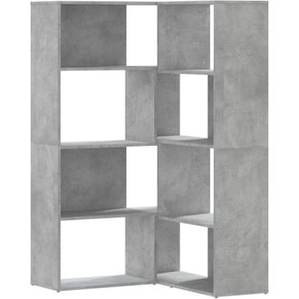 vidaXL Vidaxl - Eck-B&uuml;cherregal 4 B&ouml;den Betongrau 85x85x140 cm Holzwerkstoff