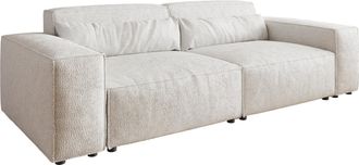 DELIFE Big-Couch Sirpio Boucl&eacute; Creme-Wei&szlig; 230x95 cm