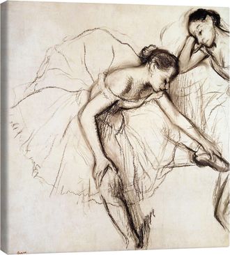 Posterlounge Zwei T&auml;nzerinnen ruhen Leinwandbild von Edgar Degas 60 x 60 cm Beige Wandbilder Wanddeko