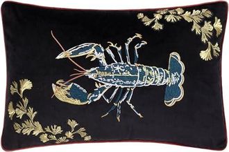 Riva Paoletti Atlantica Besticktes, mit Samt und Polyester gefülltes Kissen - Schwarz - 40 x 60 cm