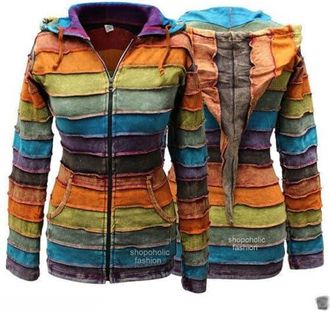 Shopoholic Fashion Femme Délavé à la pierre Côtelée Arc-en-ciel Sweat à Capuche, M