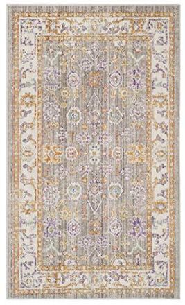 Safavieh Boho Teppich für Wohnzimmer, Esszimmer, Schlafzimmer - Windsor Collection, Kurzer Flor, Grau und Creme, 122 X 183 cm