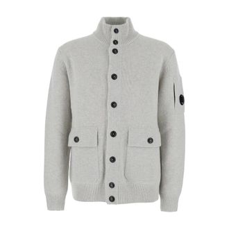 C.P. Company Graue Lamswoll-Strickjacke - - Knitwear - Herren - Grau - 2XL