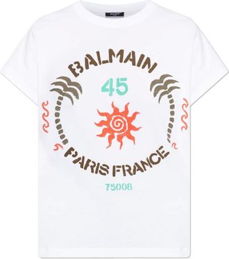 Balmain Femme, Tops, Blanc, Taille: 38 FR T-shirt avec imprim&eacute; Club