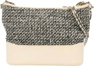 Chanel Pre-owned Sac bandouli&egrave;re moyen mod&egrave;le Gabrielle en tweed et agneau - Femme - Pre-owned - Beige - Taille: ONE Size